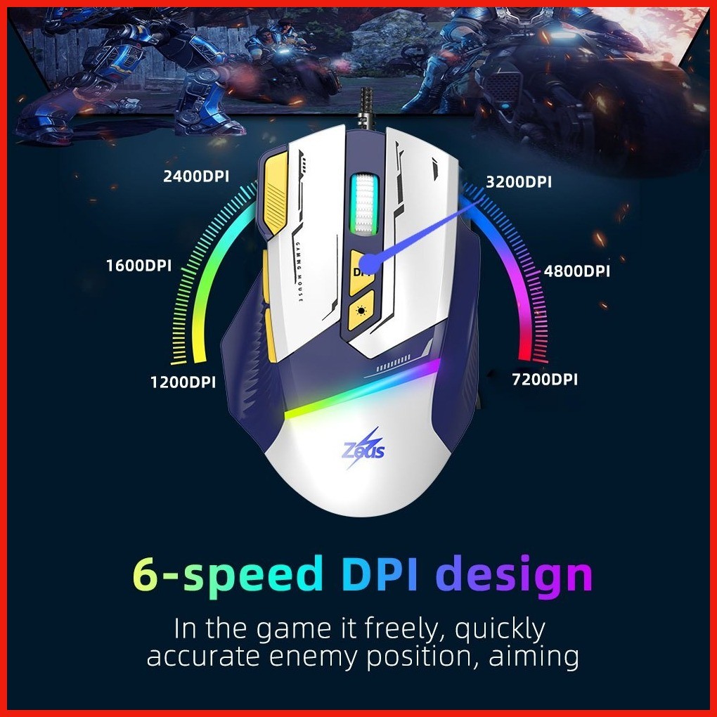 Centrix M12 Pro Gaming Mouse Wired 7200dpi RGB Backlight Optical Mice 8 ...