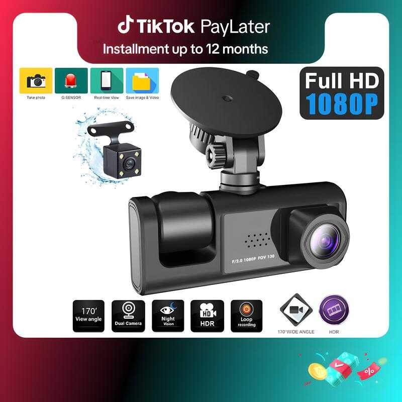 SOARFLY 3 Lens Car Dashcam | 1080P Full HD DVR Camera With Infrared ...