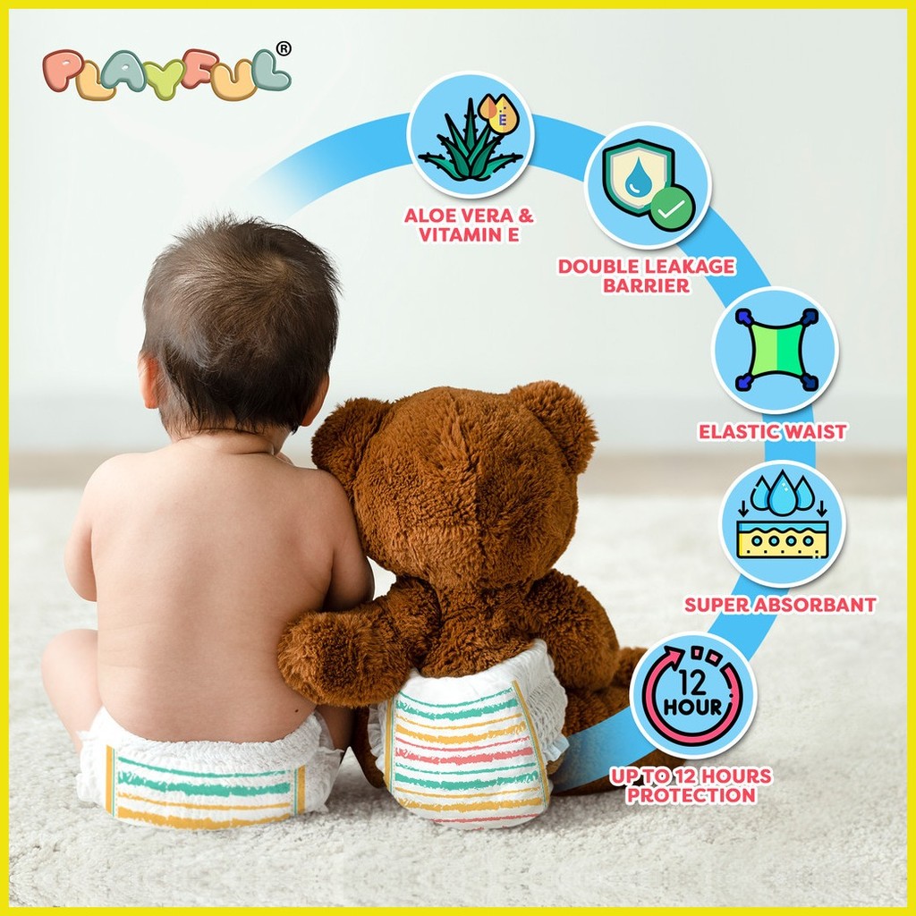 BABY DIAPER BY PLAYFUL Magic Tape Diapers XXL 30's Pack of 2 | Shopee ...
