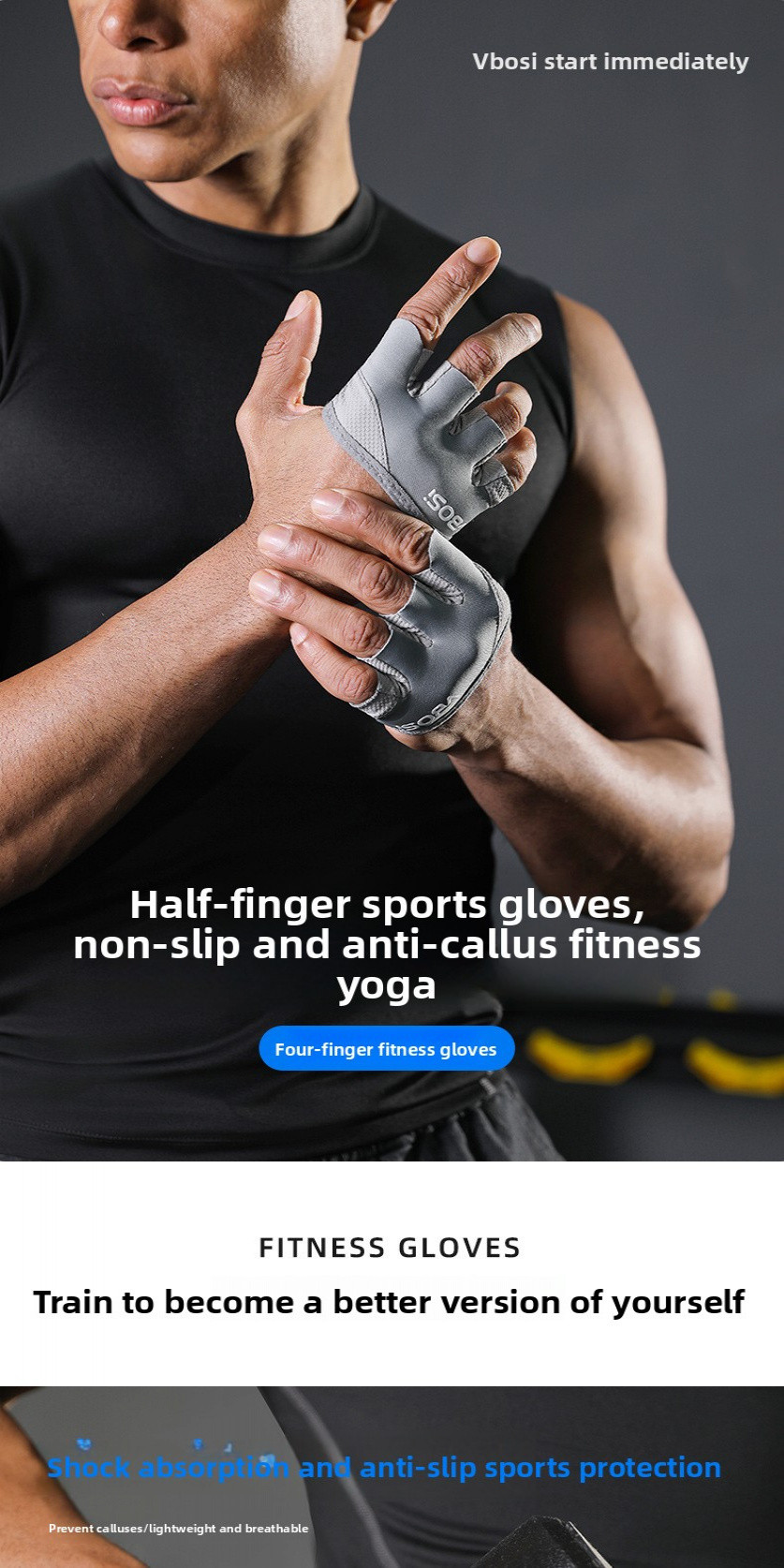 Four-finger Gloves Anti-callus Pilates Aerial Yoga Non-slip Breathable ...