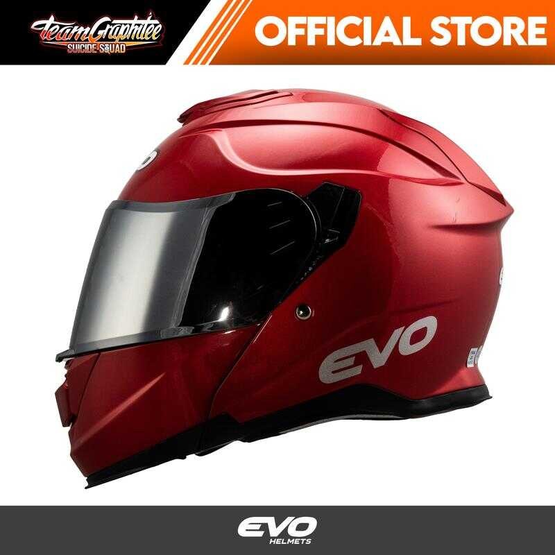 EVO HELMETS Vxr-5000 Plain Modular Dual Visor Helmet Motorcycle With ...