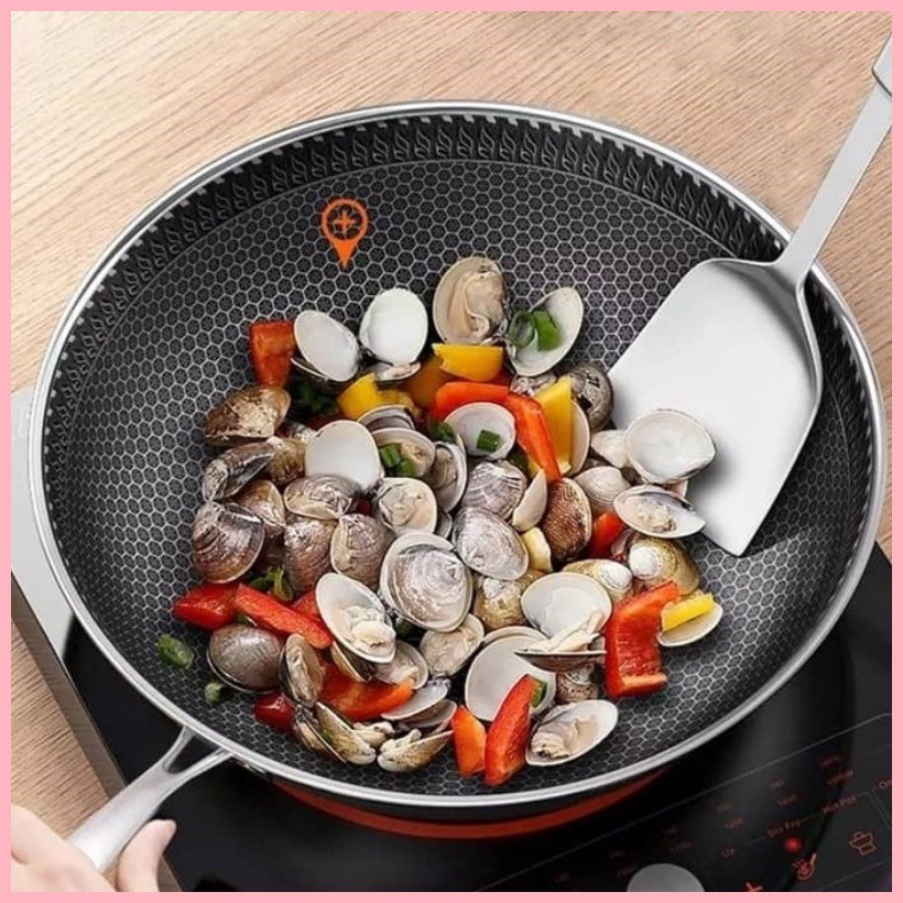 Stainless Steel Nonstick Wok Honeycomb Wok Full Honeycomb Hexagon ...
