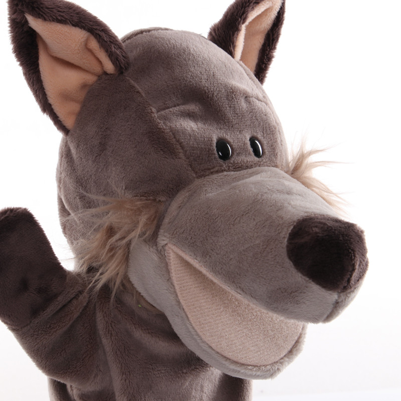 25cm Animal Hand Puppet Wolf Plush Toys Baby Educational Hand Puppets ...