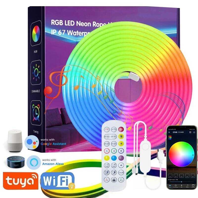 Yy 5V USB TUYA LED Strip Lights RGB Silicone Lamp Rope With WIFI App ...