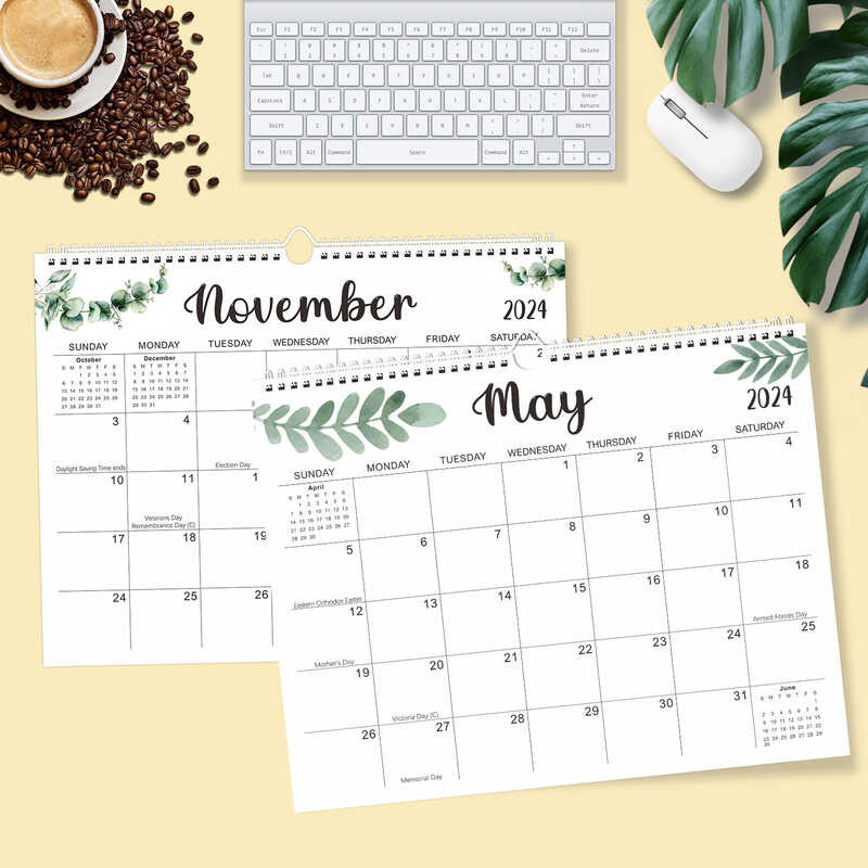 2024-2025 English 18-Month Spiral Hanging Desktop Desk Planner Monthly ...