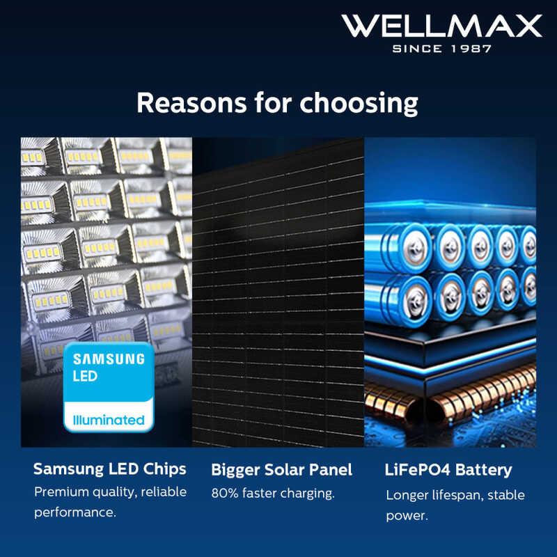 WELLMAX Solar Light Adopt SAMSUNG LED Chip Watrproof Outdoor Flood ...