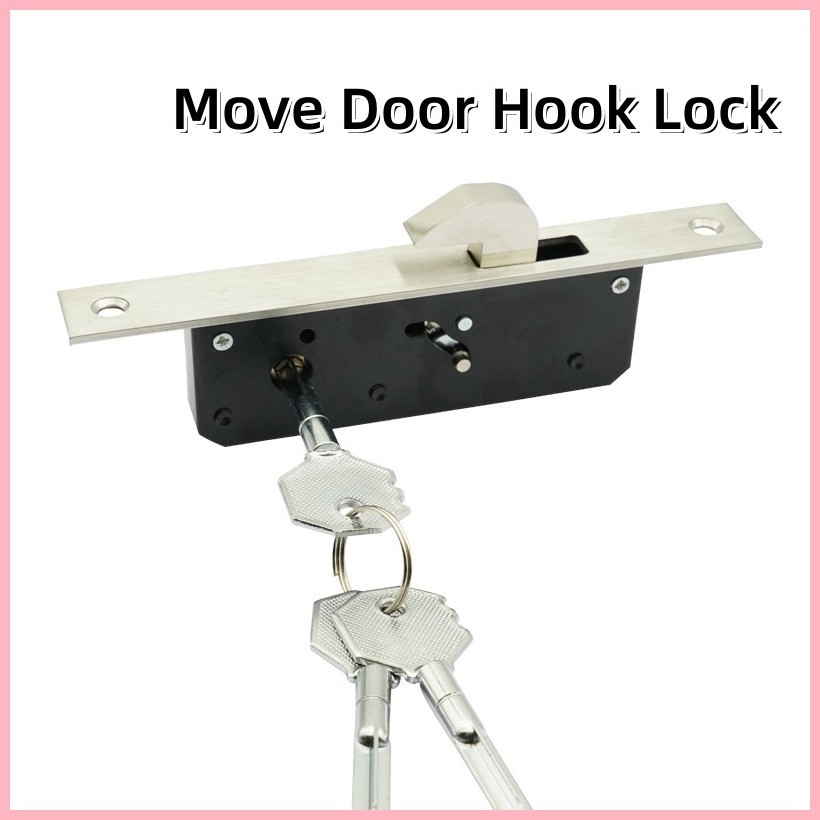 Push Pull Shift Door Hidden Hook Lock Stainless steel facing Sliding ...