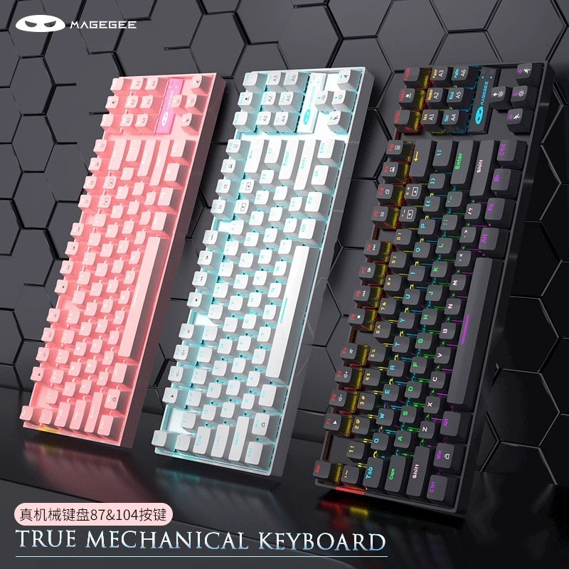 Magegee Gaming Gaming Mechanical Keyboard 87/104 Keys Green Axis Red ...