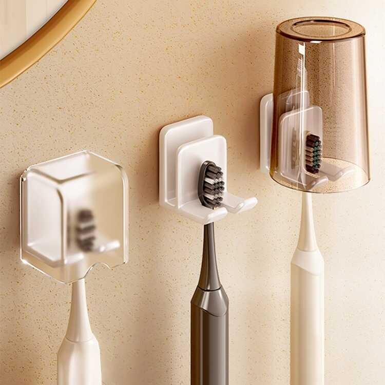 Toothbrush Rack Perforation-Free Wall-Mounted Tooth Cup Toothbrush ...