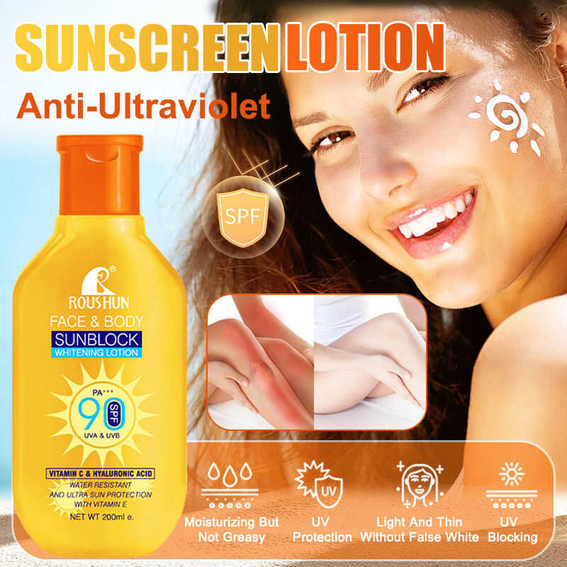 ROUSHUN Sunscreen SPF 90 Pa++++ Whitening Solar Sun Block For And Body ...
