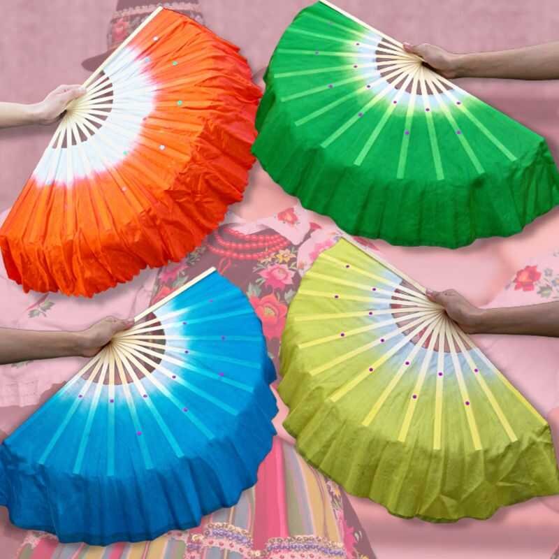 Soft Colored Large Flutter Fan Handheld Folding Dance Big Pamaypay ...