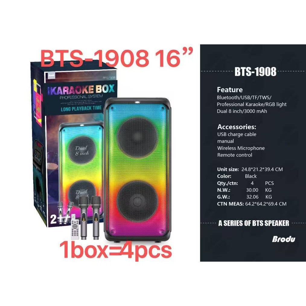 BTS-1908 DJ singing speaker color LED charging party karaoke speaker ...