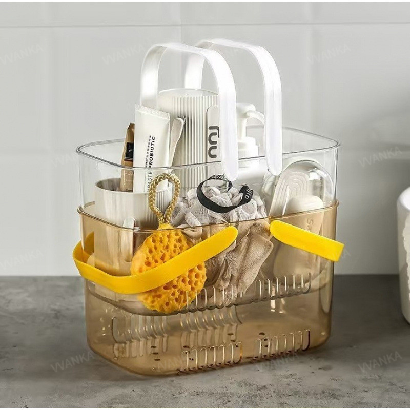 Shower Plastic Storage Basket with Handle Home Bathroom Shower Basket ...