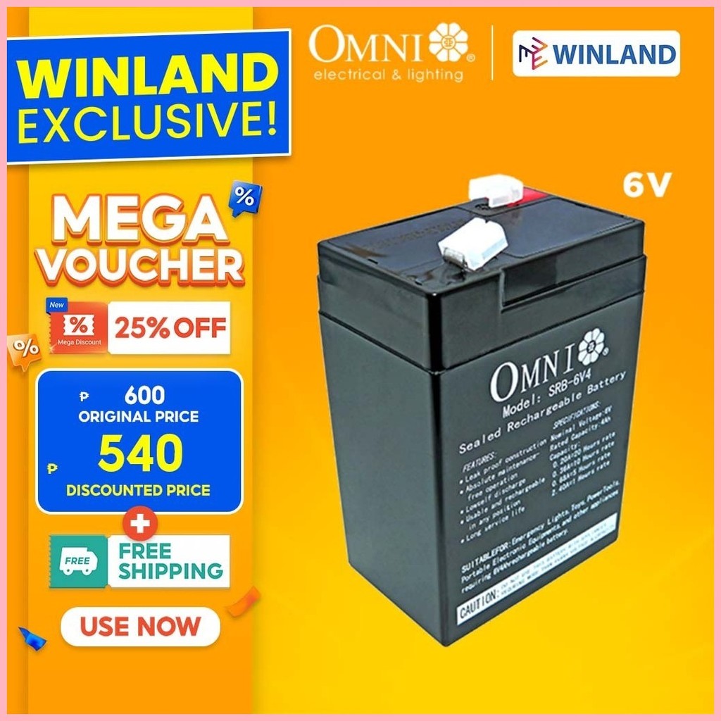 Omni by Winland Sealed Rechargeable Lead Acid Battery 6V 4Ah - SRB-6V4 ...
