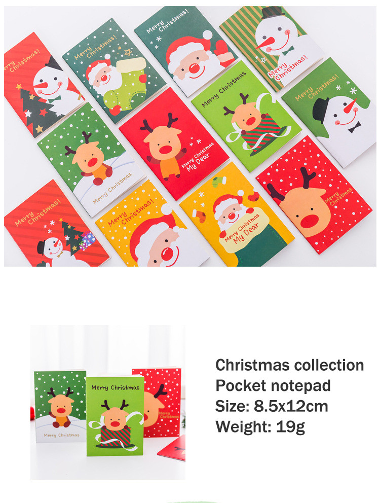 Christmas Pocket Notepad Cute Cartoon Small Book Gift Student Christmas ...