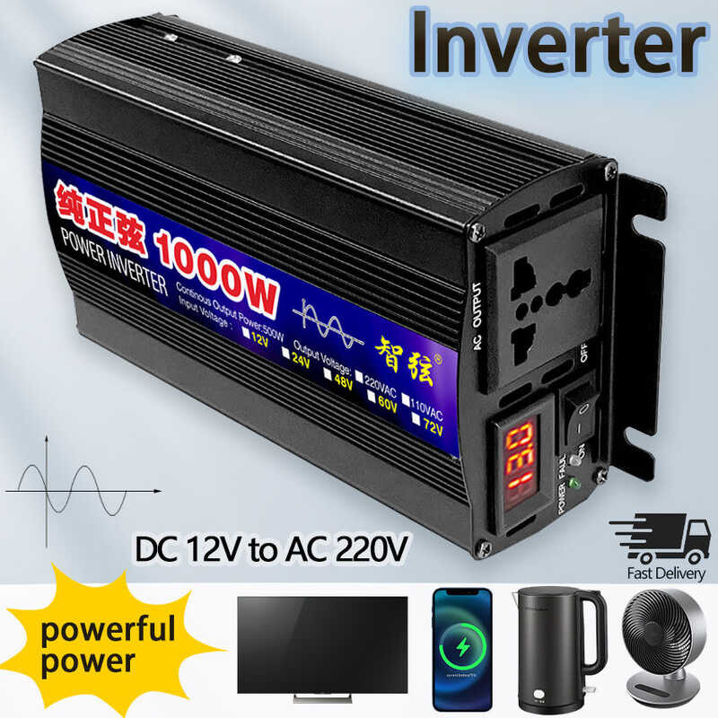 Pure Sine Wave Inverter 12V To 220V 60Hz 1000Watts 1600W 2000W 3000W 4000W 24V Dc Ac 220Voltage ...