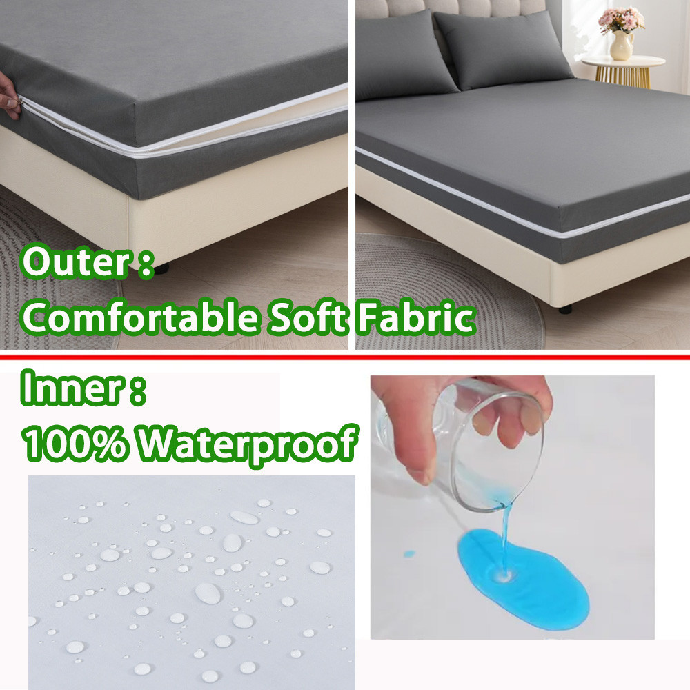 4/6 inch Waterproof Bed Foam Cover with Zipper Uratex Foam Bed Cover ...