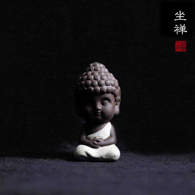 Mulan Workshop Premium Tea Buddha Statue Monk Purple Color Clay Little ...