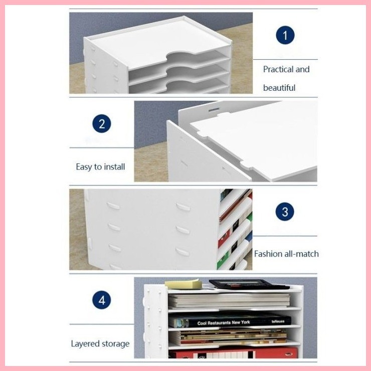 Desk Storage Box Multifunctional DIY Office Supplies Student Desk A4 ...