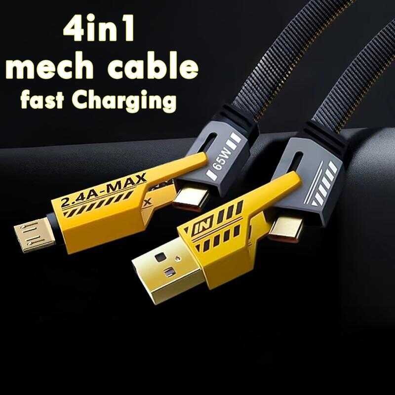 4In1 Mech A+C Cable To Type C 2.4A/65W Fast Charging Wire Cables USB ...
