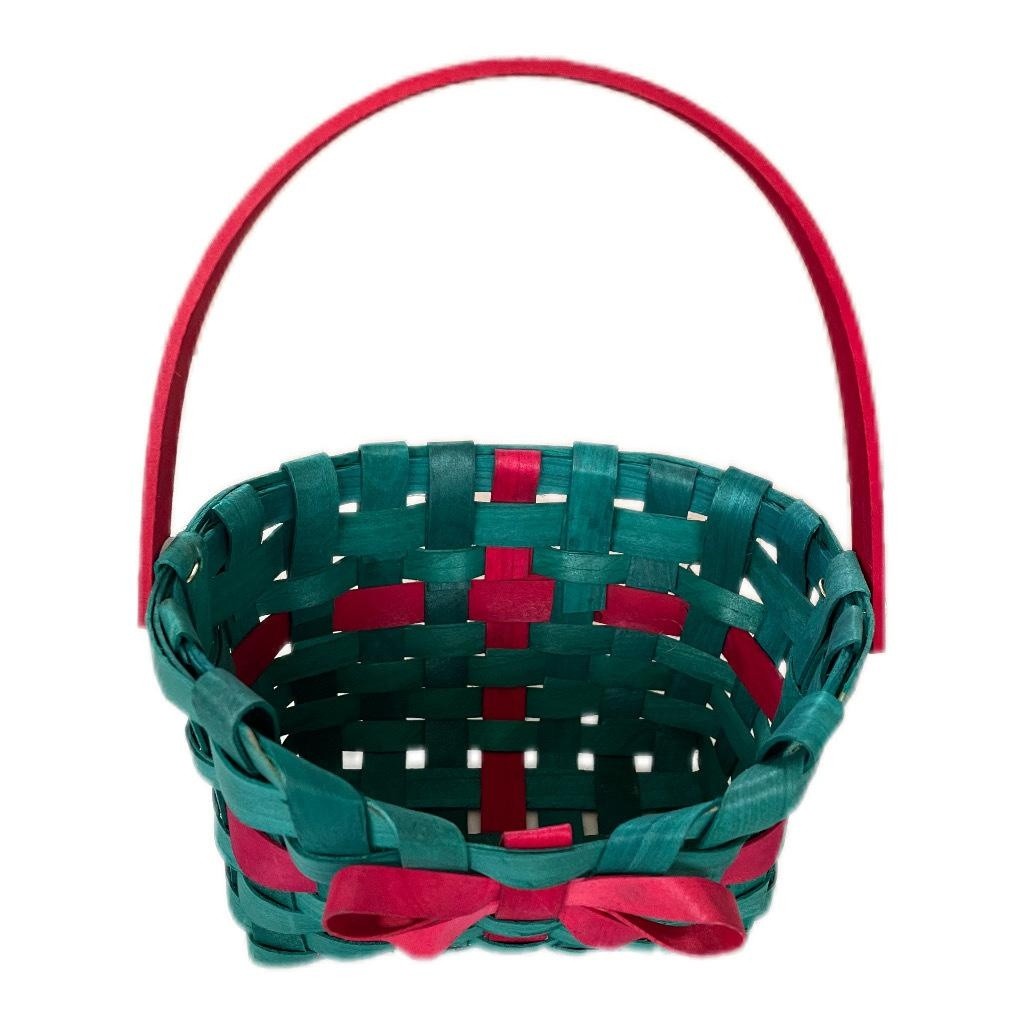 New Christmas and Spring Festival red handheld flower basket wood chip ...