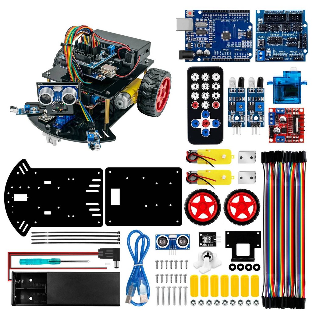 Robot Smart Car Arduino 2WD Chassis Kit for UNO R3 with Ultrasonic Sensor Module, IR Remote ...