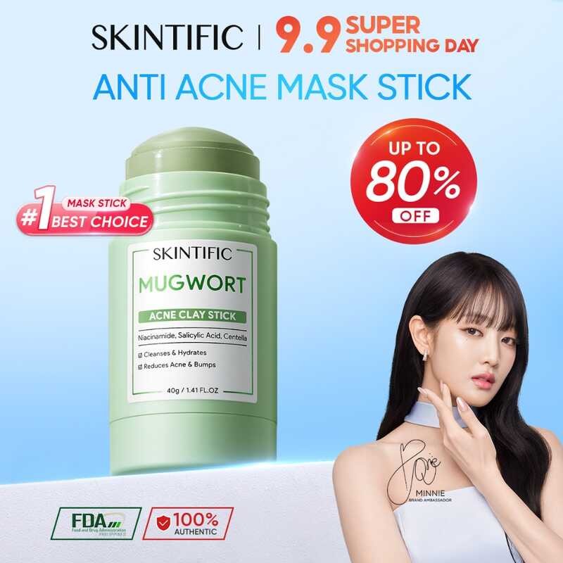 SKINTIFIC Mugwort Clay Mask Stick 40G Skin Care Green Face Anti Acne ...