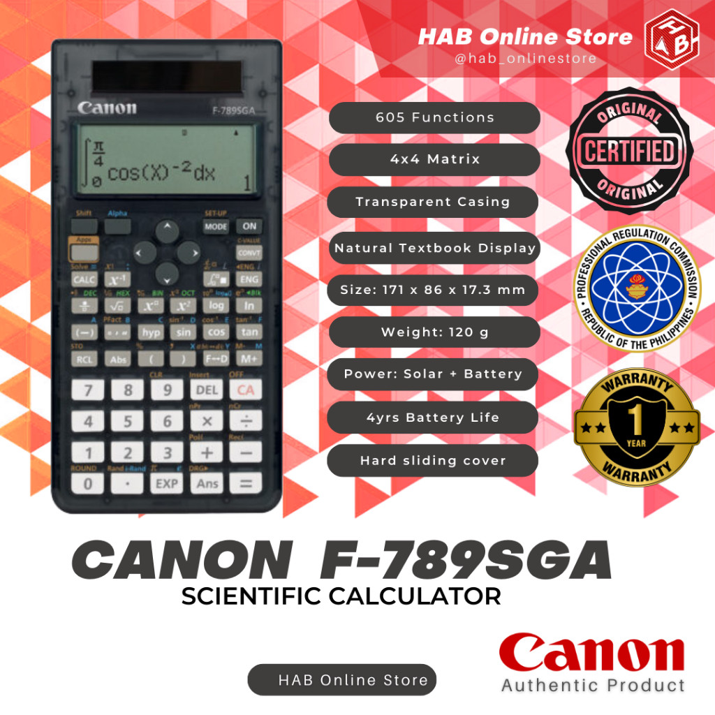 Original Genuine Canon F-789SGA Scientific Calculator 789SGA 789 SGA F-789 PRC Approved | Shopee ...