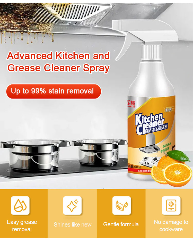 Kitchen Power Foam Cleaner Heavy Duty Cleaning Stains Range Hood ...