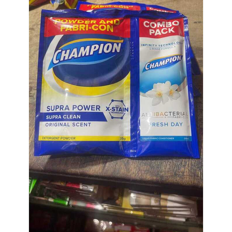 Champion Combo Pack 5Grams Detergent Powder + 28Ml Fabcon 6Packs 46Ad ...