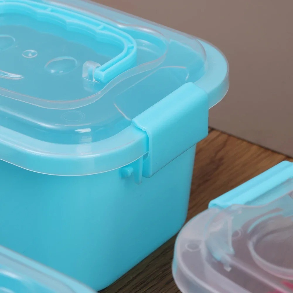 Plastic Storage Box with Lid Portable Transparent Blue Box Kids ...
