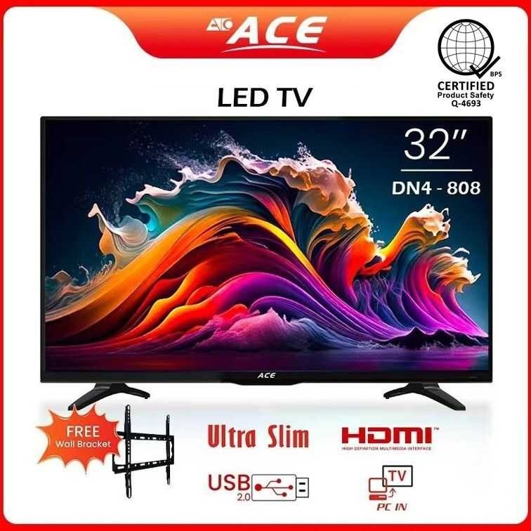 Ace 32 Slim Black Led-808 Dn4 HD LED TV With Bracket B7e | Shopee ...