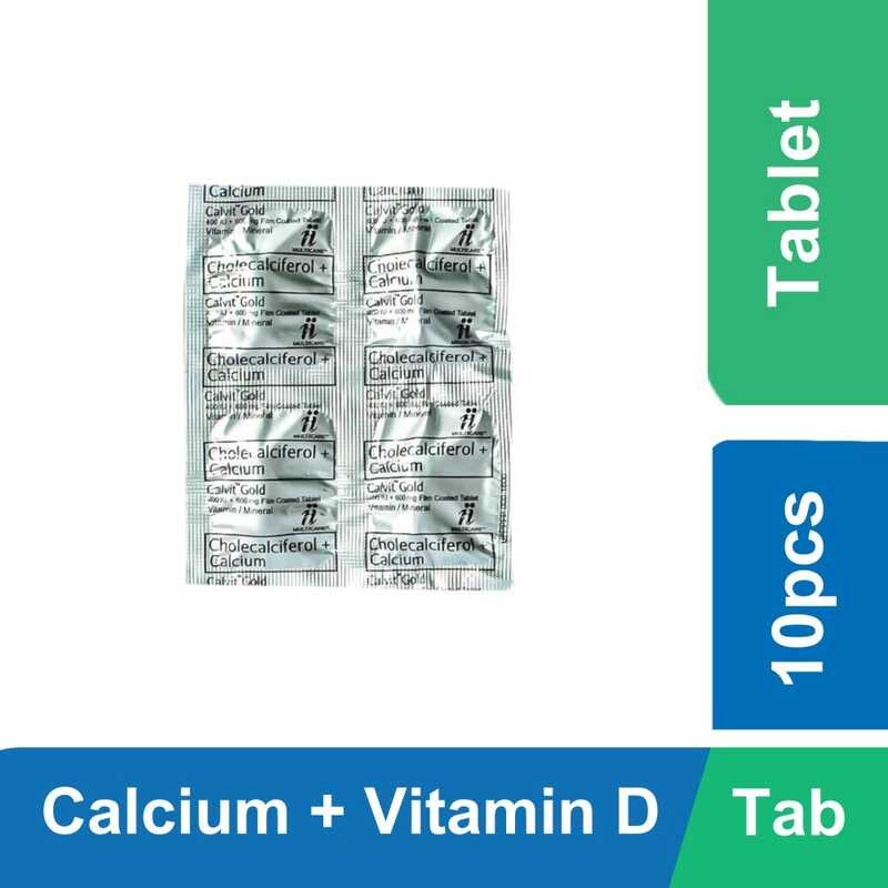 Calvit Gold Tablet 10Pcs L Cholecalciferol Vitamin D3 + Calcium ...