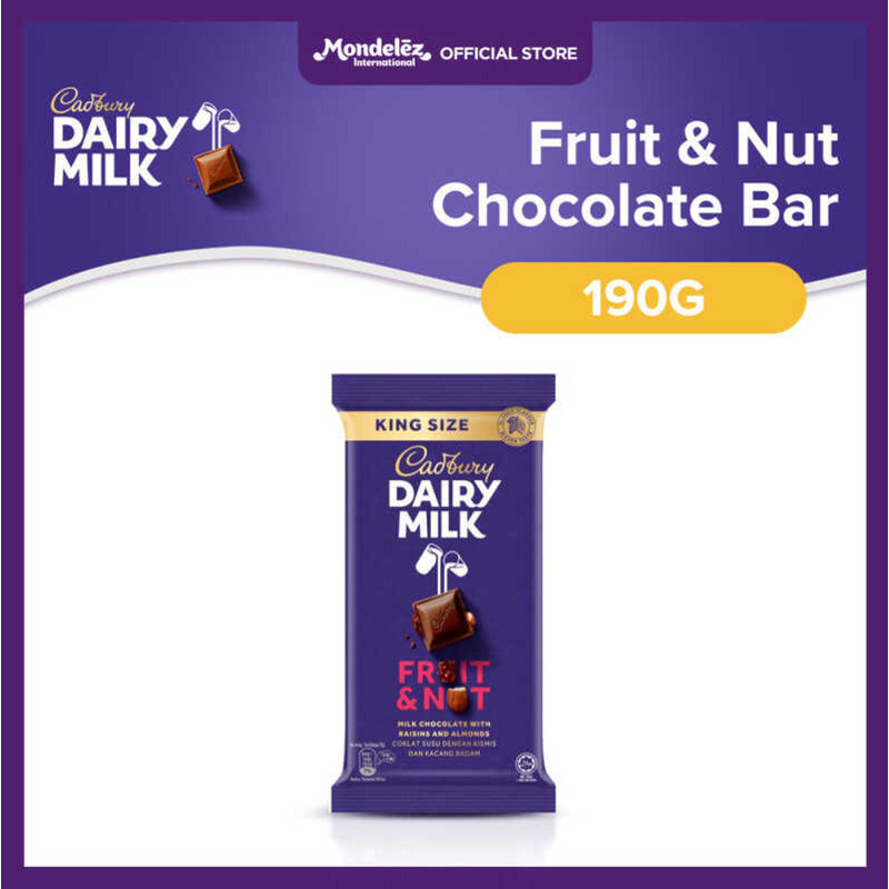 Cadbury Dairy Milk Bar - Fruit & Nut Chocolate 190G Smooth Creamy Taste ...
