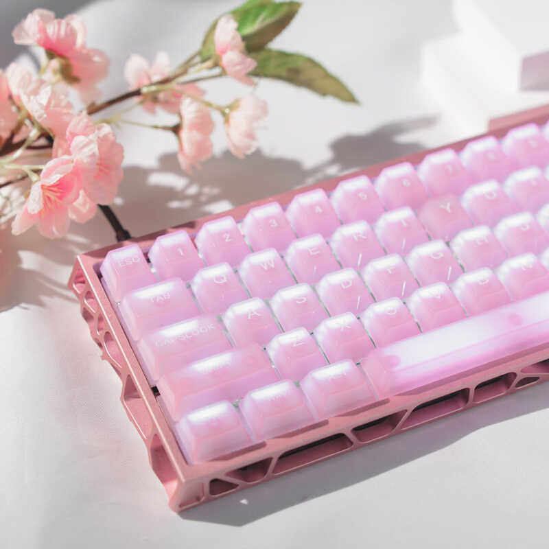 WOMIER 115 Keys Pink Fog Transparent Clear Keycaps Crystal Ceramic PC ...