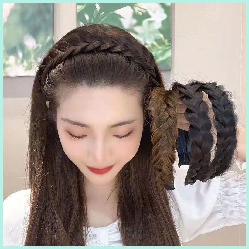 12pcs/Wide-Brimmed Wig Braid Headband Fishbone Braid Widened Hair Hoop ...