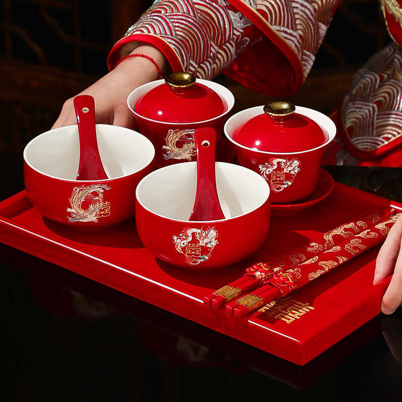☑♥ HiTea Ceremony Wedding Toast Couple Character Red Cup Hi Tea Set ...
