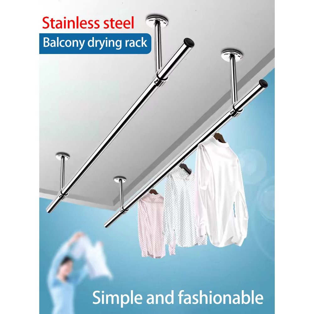 Balcony Clothes Drying Rack Fixed Clothes Rail （One Bar and Two ...