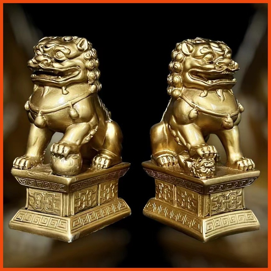 Pair of Fu Dogs Guardian Lion Statues,Best Housewarming Congratulatory ...