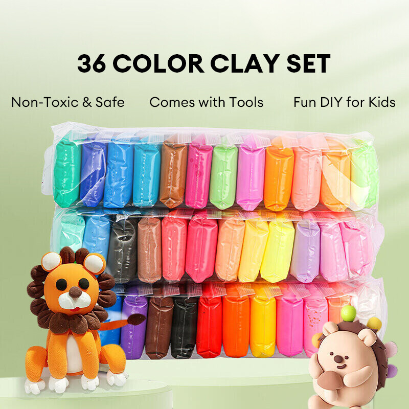 36 Colors Super Light Clay Set With Tools For Kids Non-Toxic DIY ...