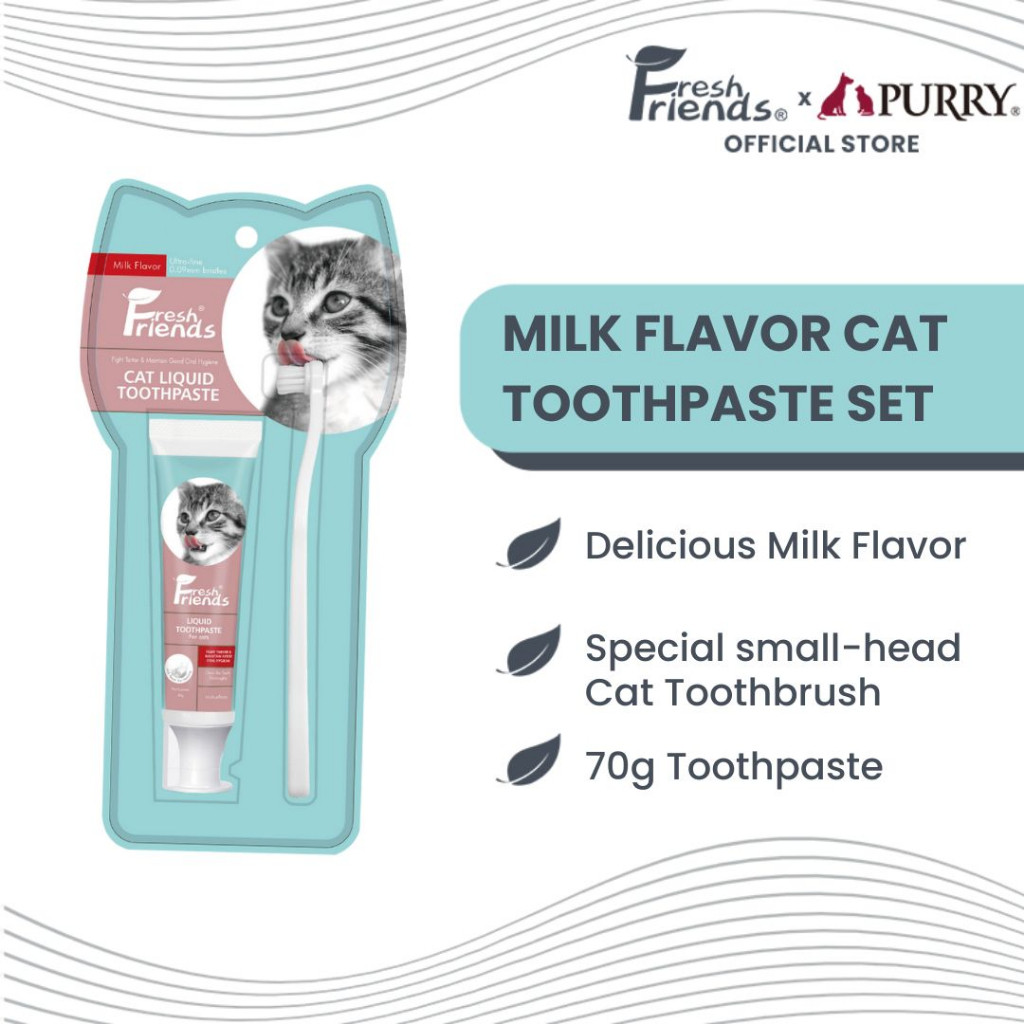 Fresh Friends Cat Toothpaste Set - 45g Milk Flavor Cat Toothpaste ...