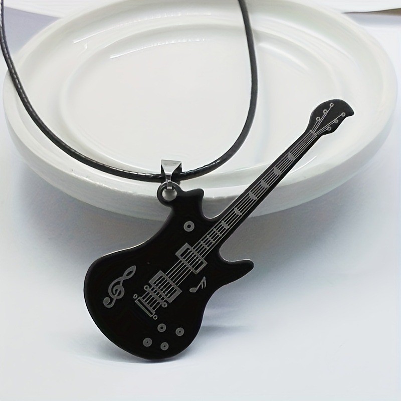 Punk Rock Guitar Star Pendant Layered Necklaces for Men Hip-hop Fashion ...