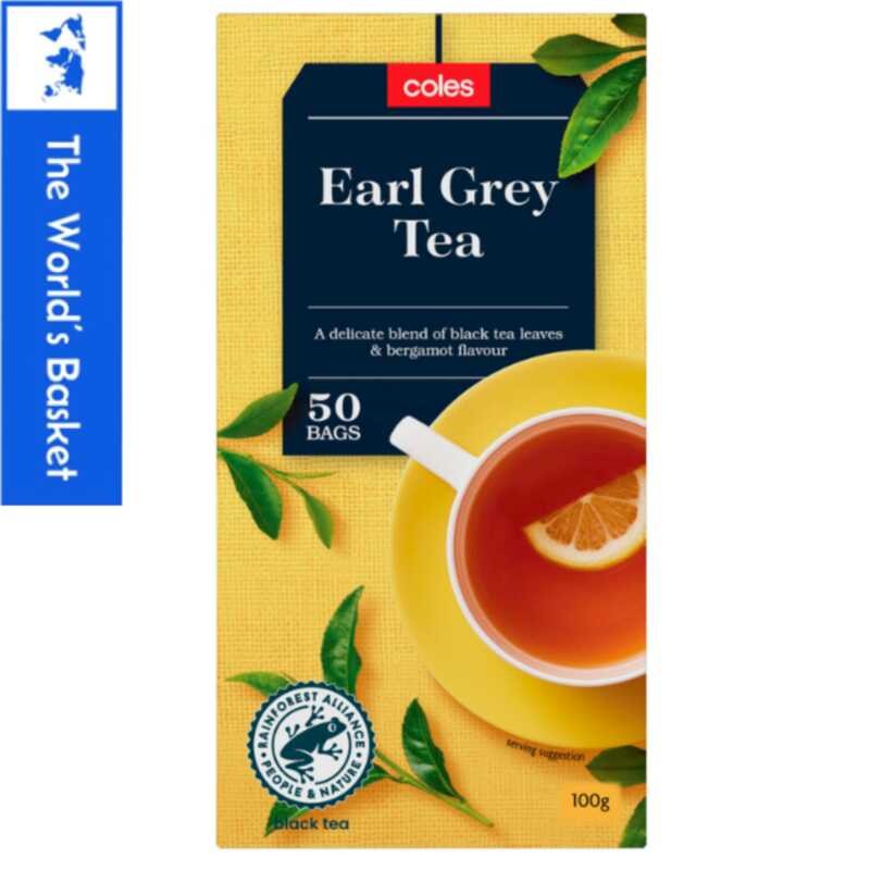 Coles Earl Grey Bags | 50 Pack Black Tea Leaves & Bergamot Flavour 3 ...