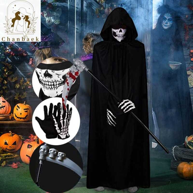Tt CHAEK With Glove Halloween Grim Black Anti-Slip Ghost Reaper Costume ...