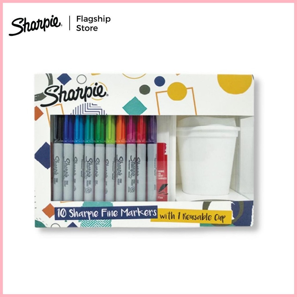 Sharpie Fine 10CT with Reusable Cup Marker Gift Set | Shopee Philippines