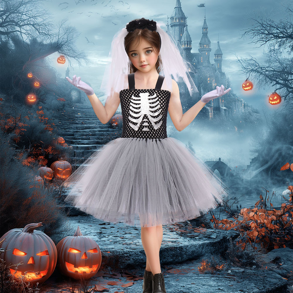 Halloween Children's Princess Dress Corpse Bride Cosplay Costume ...