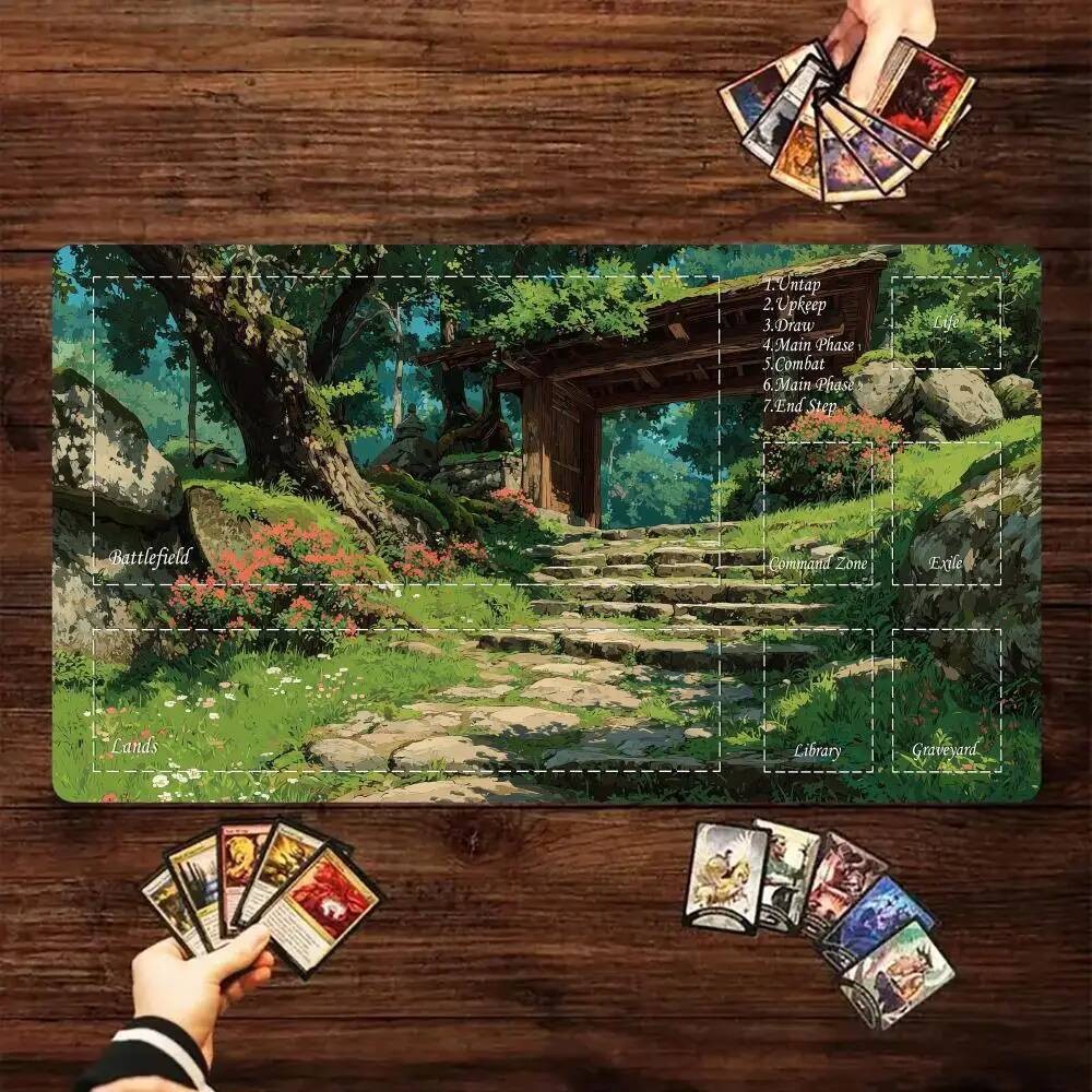 Magic Card Playmat with zone Japanese style garden theme MTG playmat ...