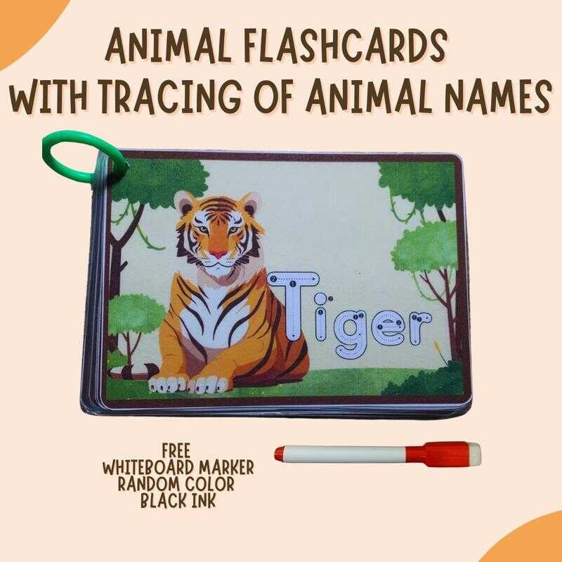 782 Animal Flashcards With Tracing Of Names FREE 1 Marker | Shopee ...