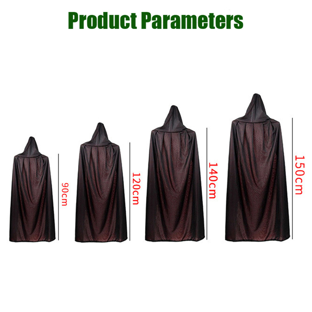 Double Layered Cloak With Hat Black And Red Halloween Costumes Hooded ...