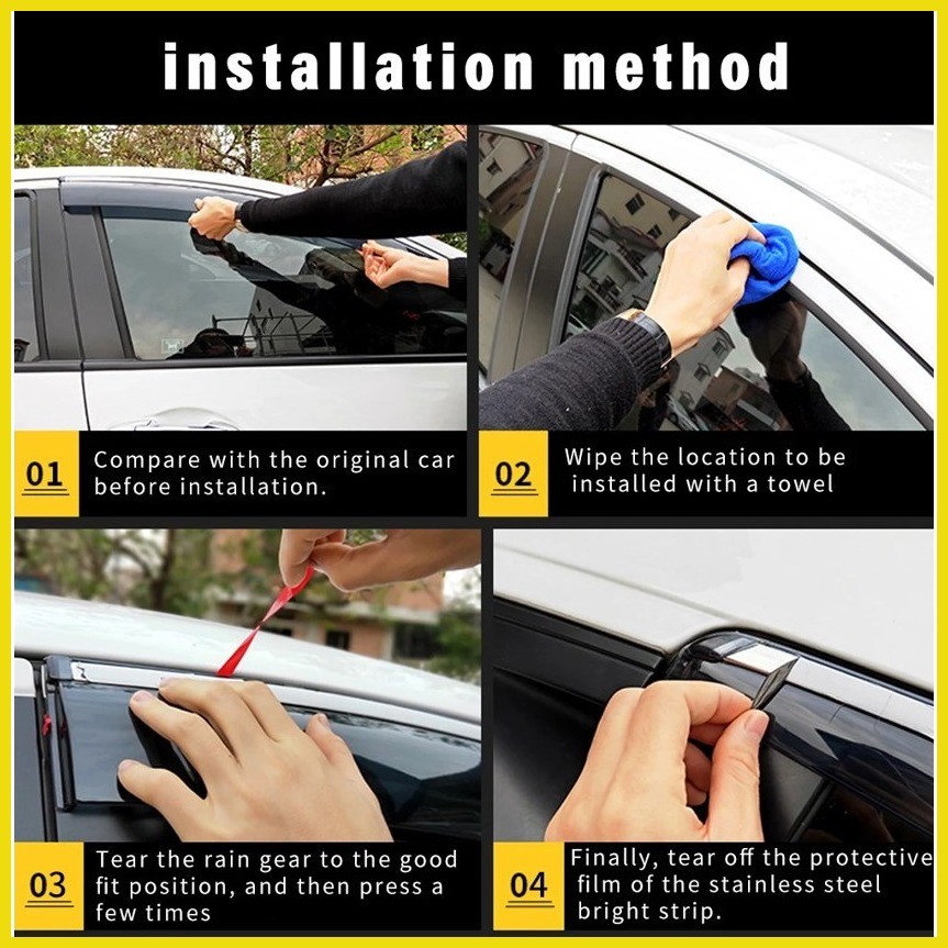 Carstorm Rain Visor For Honda Civic 1996-2011 Door Visor Rain Guard ...